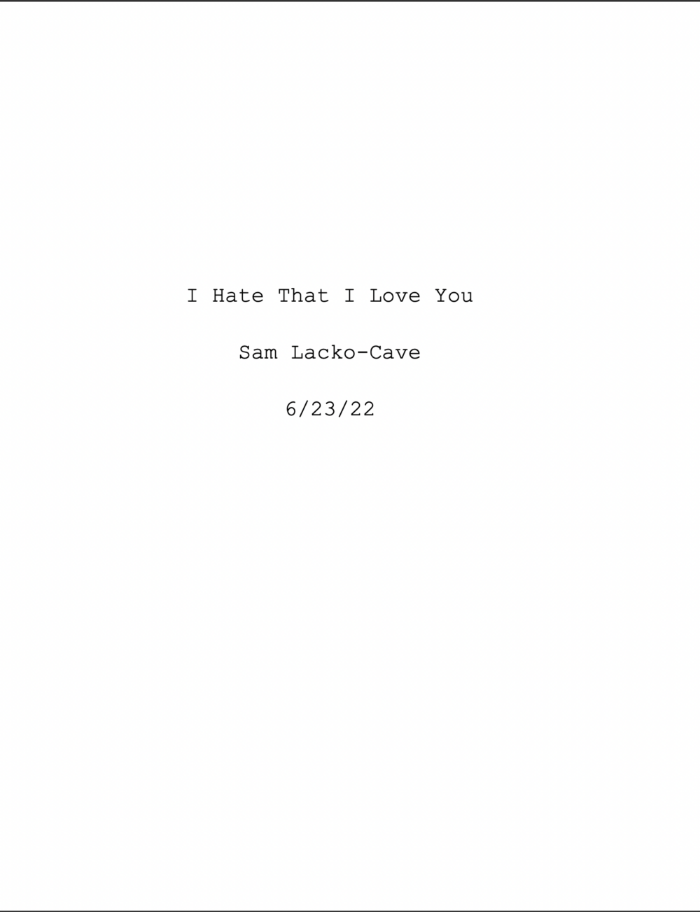Sam Lacko-Cave: I Hate That I Love You – Sunset Media Wave